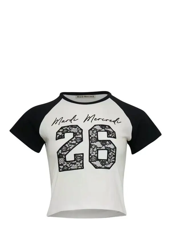 MARDI MERCREDI Lace-appliqué Short-sleeve T-shirt - White