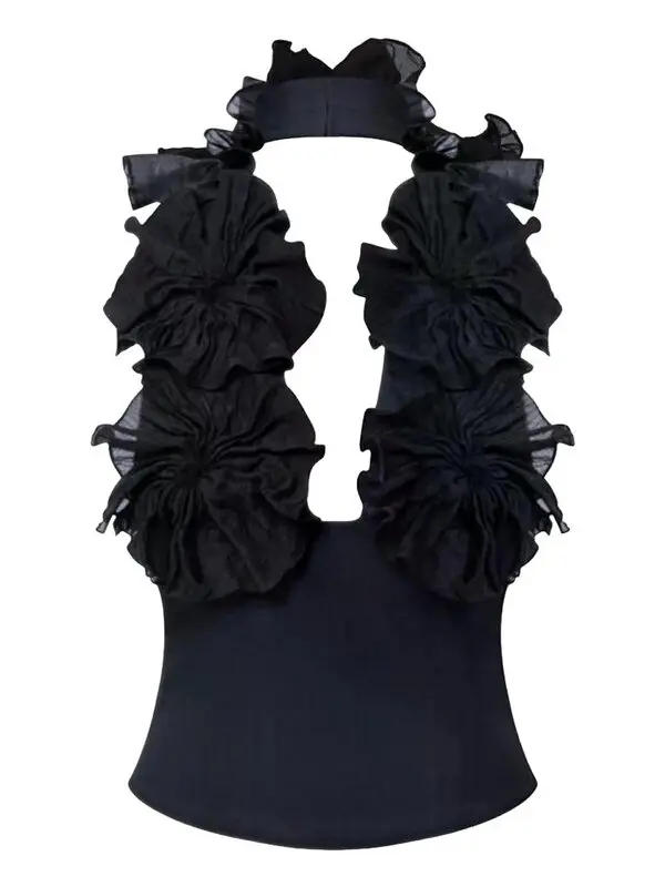 STOLEN STORES Lotus Leaf Ruffled Top - Black