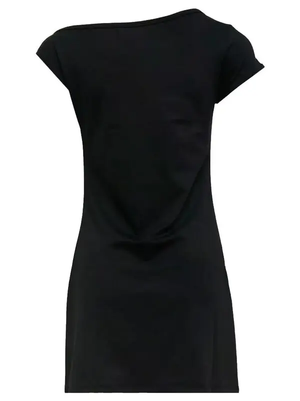 REST & RECREATION One-shoulder Logo Mini Dress - Black