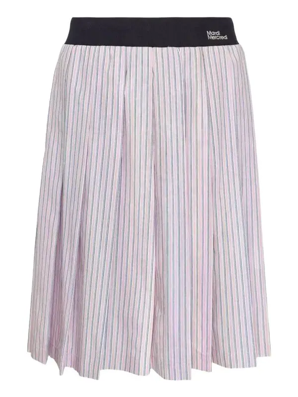 Mardi Mercredi Striped Pleated Midi Skirt - Pink