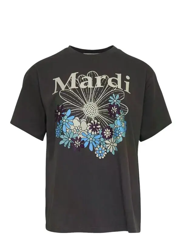 Mardi Mercredi Floral Logo Print T-shirt - Grey