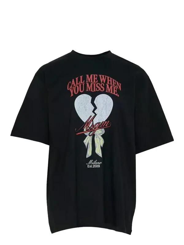 MSGM Graphic Print Cotton T-shirt - Black