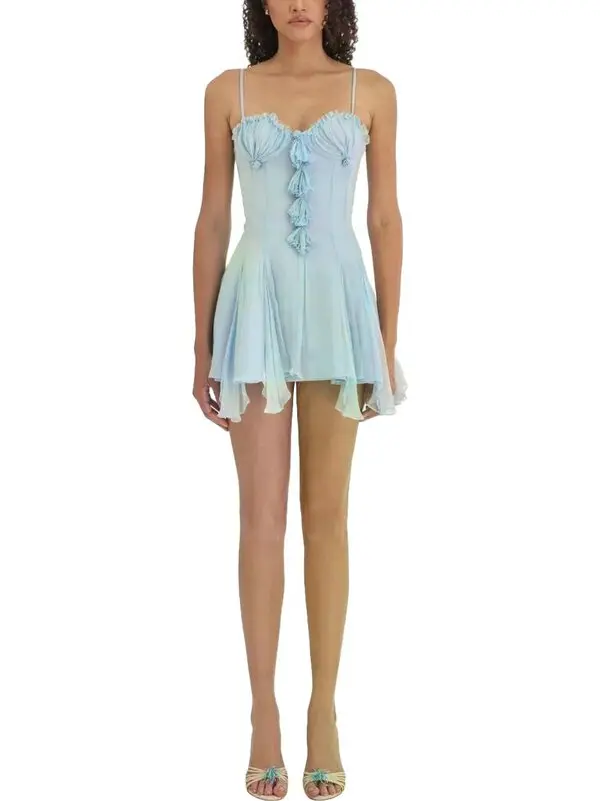 STOLEN STORES Ruffled Sweetheart Neck Dress - Blue