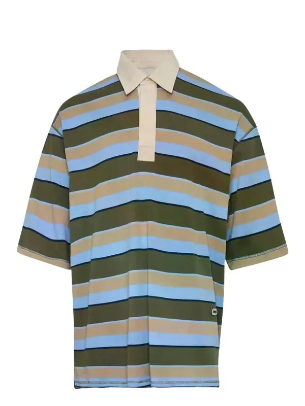 AMI Paris Striped Polo Shirt - Blue