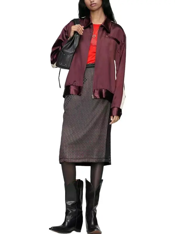 MAISON MARGIELA Satin Bomber Jacket With Stripe Detail - Red