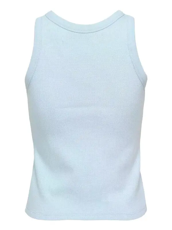 REST & RECREATION Waffle Knit Logo Embroidered Cotton Tank Top - Blue