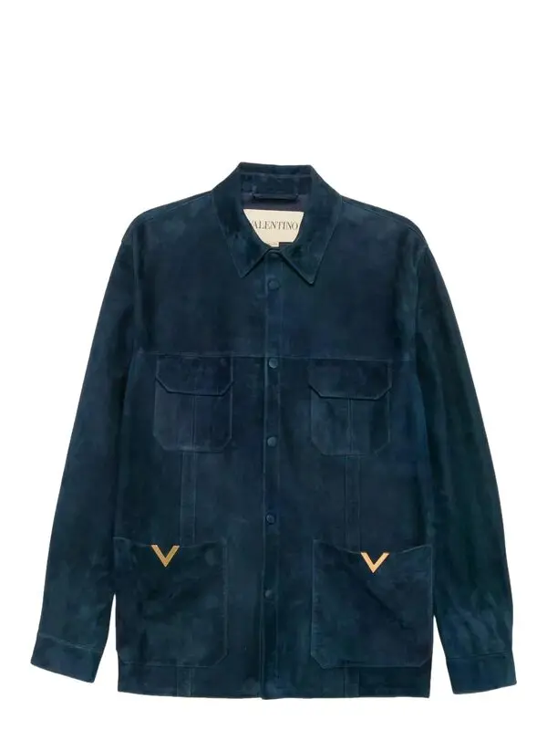 Valentino Garavani Vlogo Suede Jacket - Blue