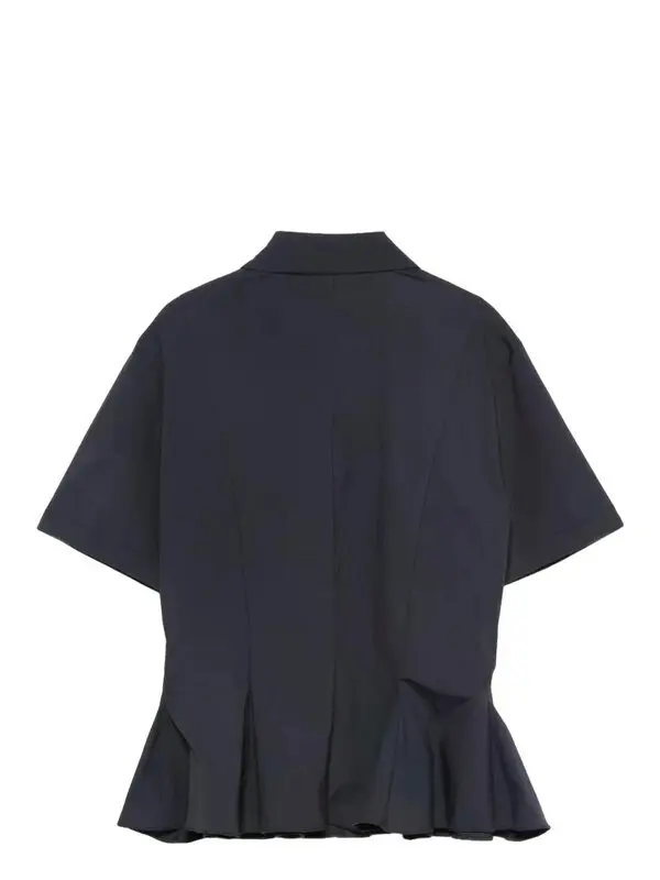 Liviana Conti Peplum Hem Short Sleeve Shirt - Blue