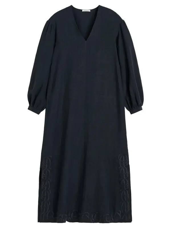 BY MALENE BIRGER Louise Linen Maxi Dress With Embroidery - Black