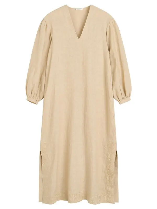 BY MALENE BIRGER Louise Linen Maxi Dress With Embroidery - Old Beige