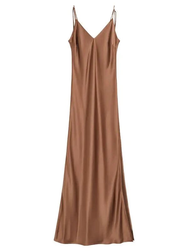 BY MALENE BIRGER Pascale Satin Maxi Dress - Latte Brown