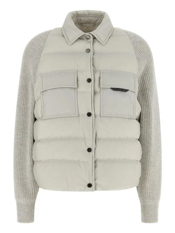 Brunello Cucinelli Padded Knit Jacket - White