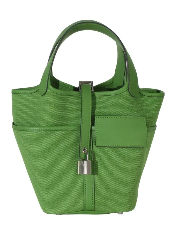 Hermès Vert Yucca Toile Goeland Swift Cargo Picotin Lock 18 Phw - Green
