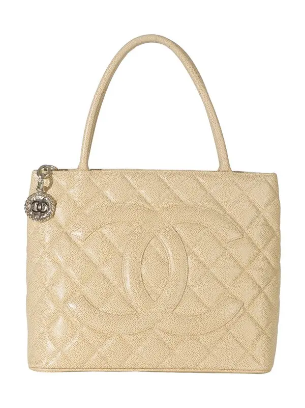 Chanel Quilted Caviar Medallion Tote - Beige