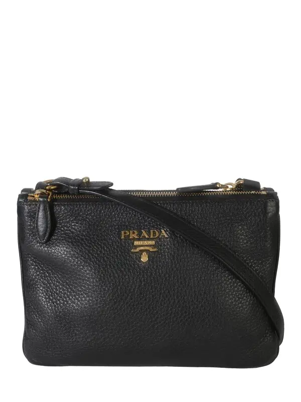 Prada Vitello Phenix Double Zip Crossbody Bag - Black