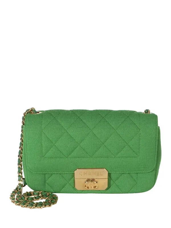 Chanel Quilted Jersey Mini Flap Bag - Green