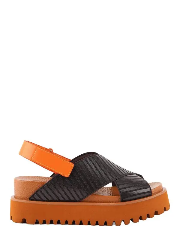 United Nude Rico X Platform Flatform Sandal - Brown/orange