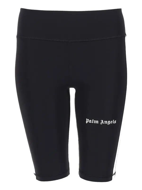 Palm Angels Biker Shorts With Logo - Black