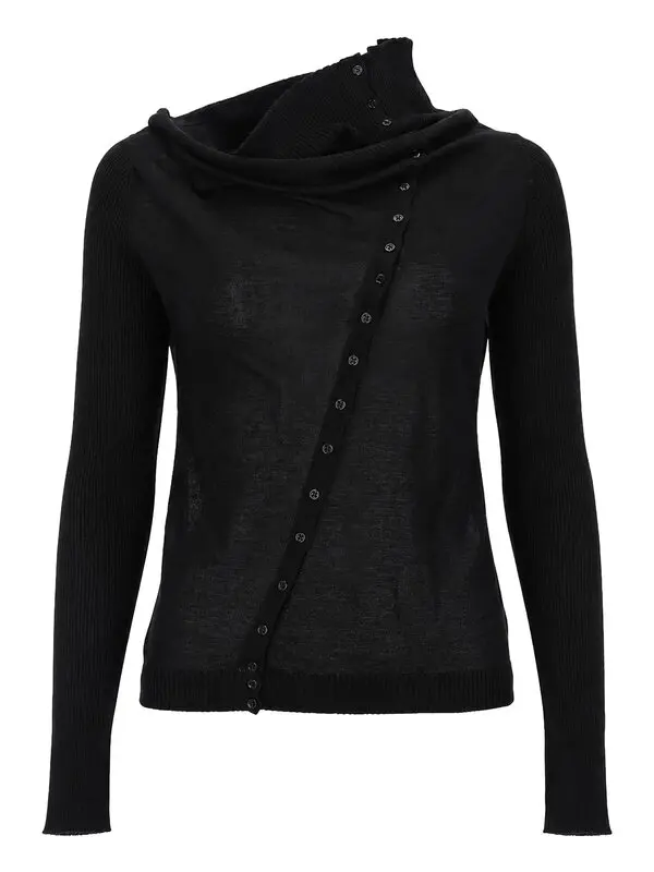 Paloma Wool Igna" Asymmetrical Button Detail Sweater - Black