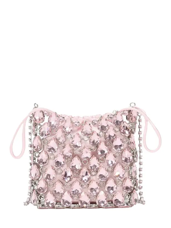 SELF-PORTRAIT Crystal Embellished Metallic Mesh Mini Bag - Pink