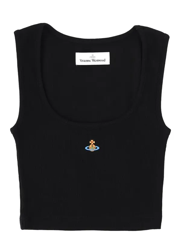 VIVIENNE WESTWOOD Cropped Ribbed Tank Top - Black