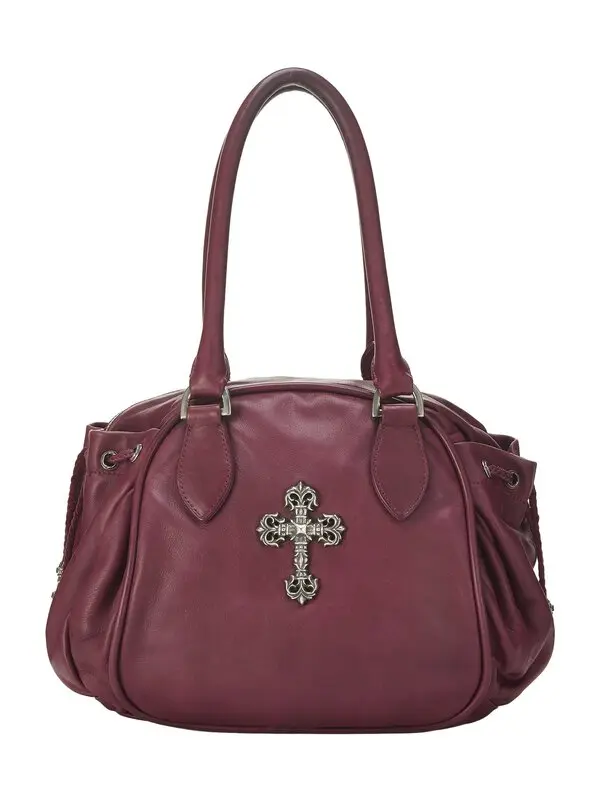 Chrome Hearts Filigree Cross Leather Bowler Bag - Burgundy