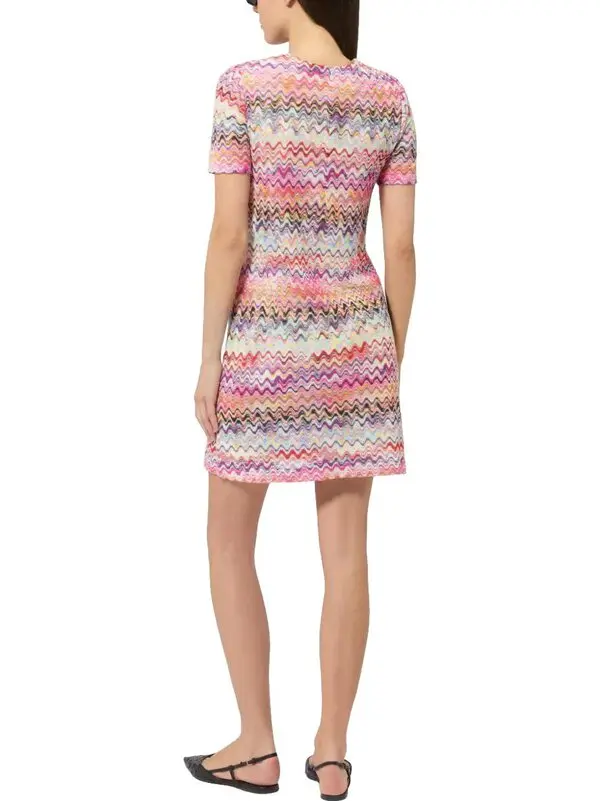 Missoni Short-sleeve Zigzag Knit Dress - Multicolour