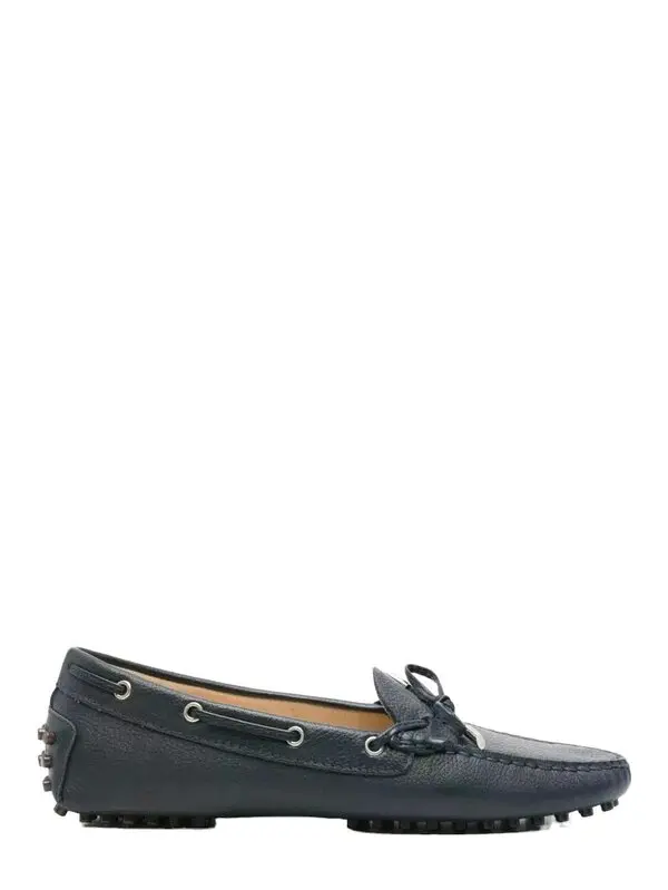 SERGIO MORETTI FIRENZE Pebbled Loafers With Bow Detail - Blue