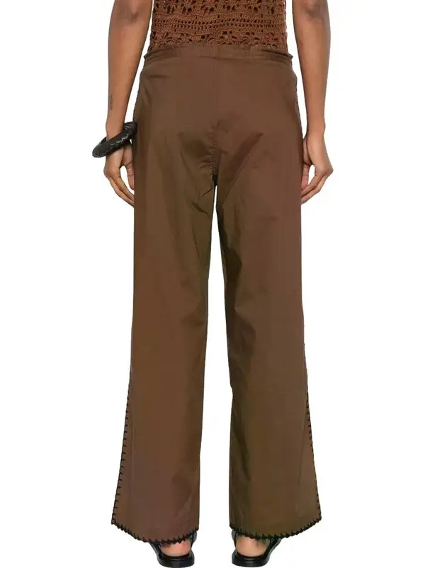 TERRY PUESTO Whipstitch-trim Palazzo Pants - Brown