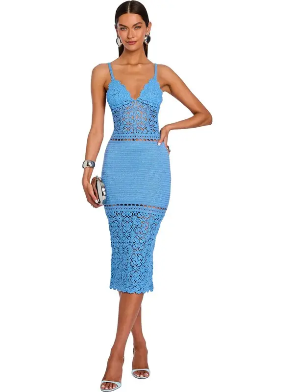 Retrofete Tristyn Crochet Midi Dress - Metallic L'acqua