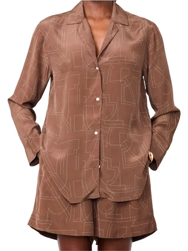 Officine Générale Mabelle Printed Long Sleeve Shirt - Coco/cream