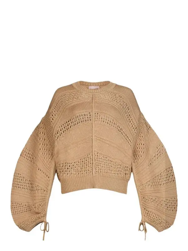 Liu Jo Crochet Jumper With Lace-up Cuffs - Beige