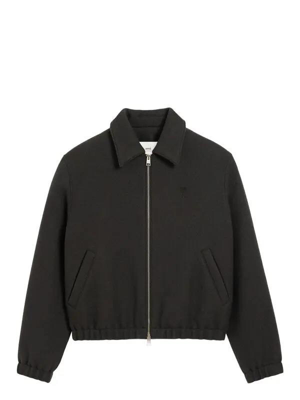 Ami Logo Embroidered Zip-up Jacket - Anthracite