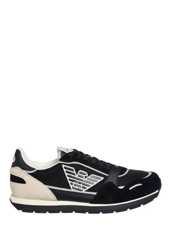 Emporio Armani Logo-patch Paneled Lace-up Sneakers - Black