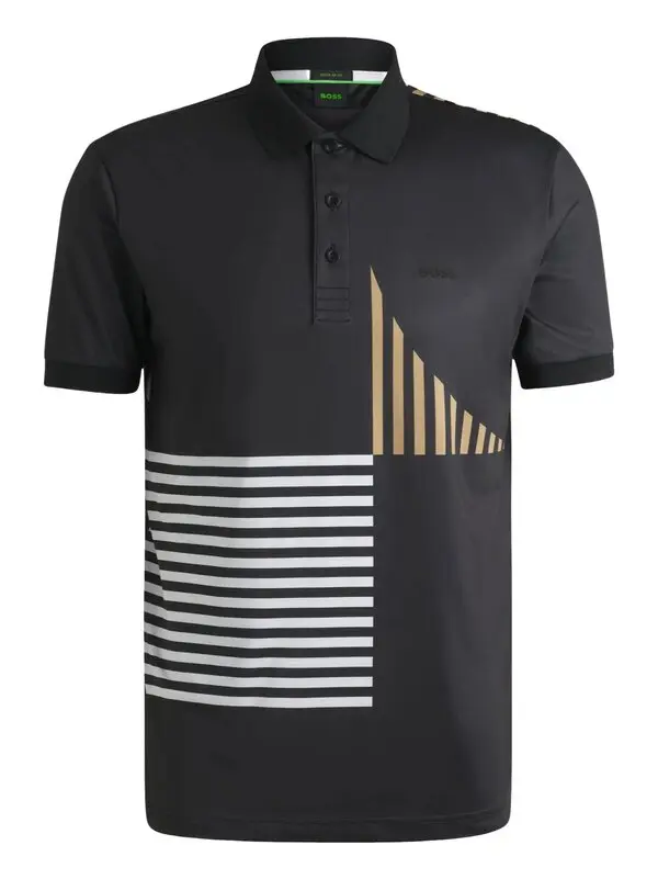 Hugo Boss Paddy Stripe Detailed Polo Shirt - Black