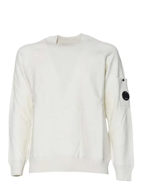 C.P. COMPANY Lens Sleeve Knitted Sweater - White