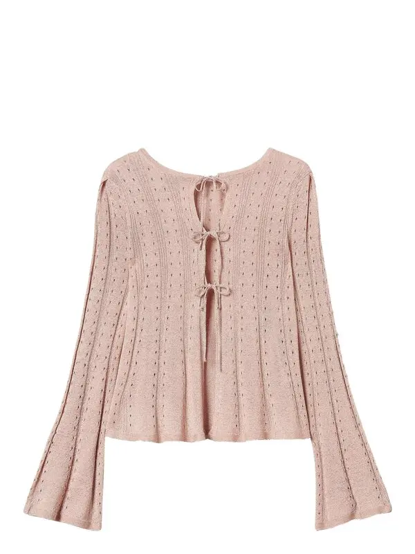 TWINSET Open-knit Cardigan With Flared Hem - Nude