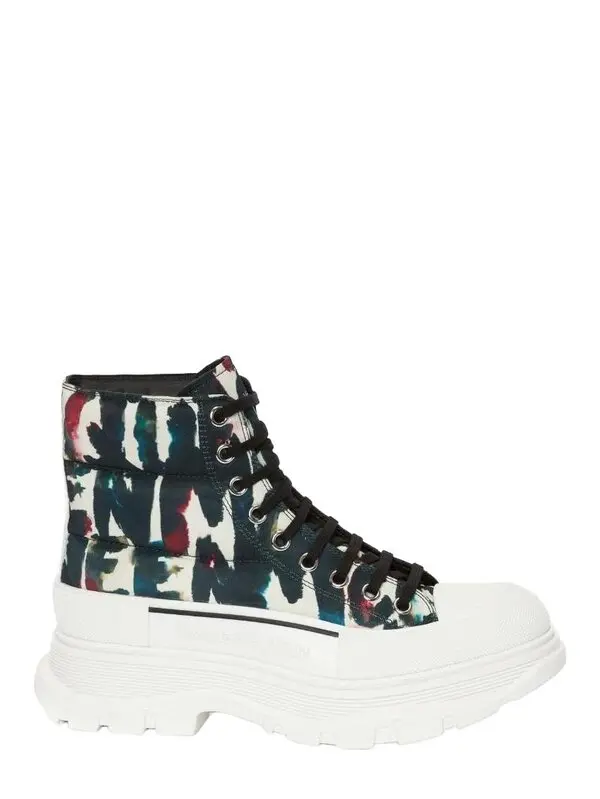Alexander McQueen Graffiti Print High-top Sneakers - White
