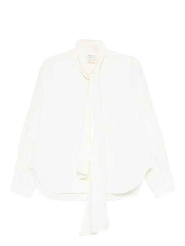 FORTE_FORTE Detachable Bow Shirt - White