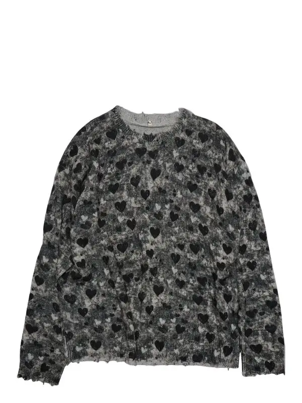 R13 Printed Boyfriend Long-sleeved Sweater - Black