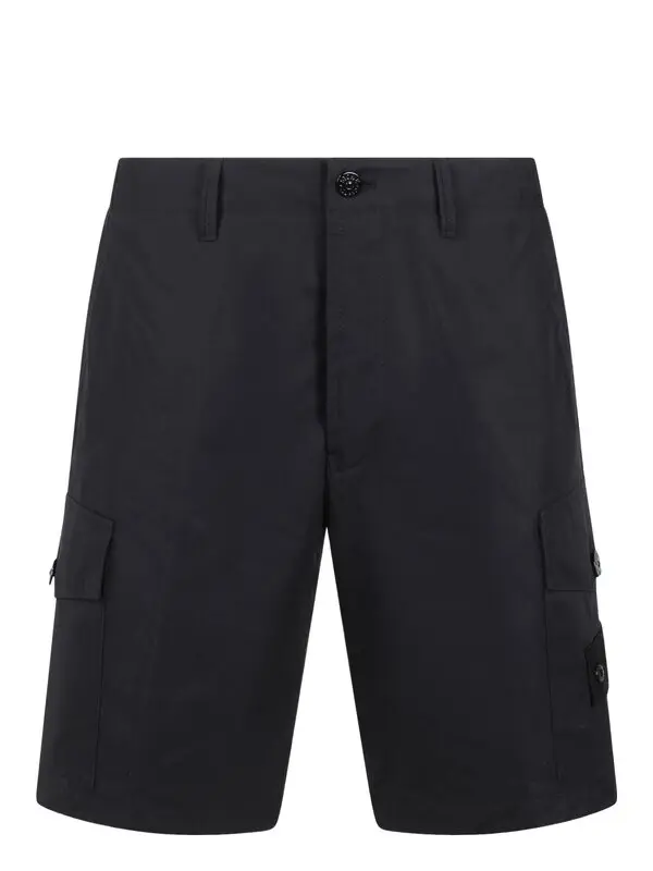 Stone Island Ghost Piece Logo Patch Shorts - Black