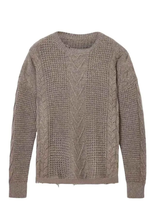 ALLSAINTS Tenter Oversized Wool Jumper With Aran Cable Knit - Light Brown