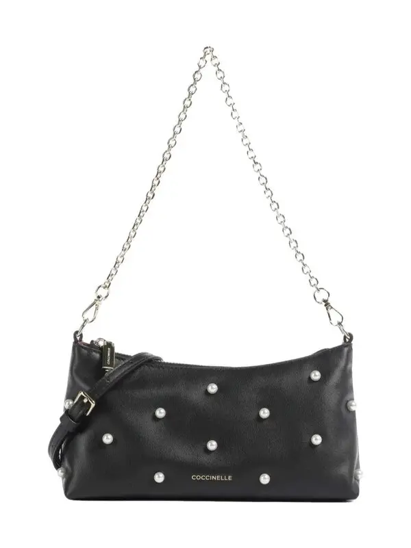 COCCINELLE Embellished Chain Linked Shoulder Bag - Black