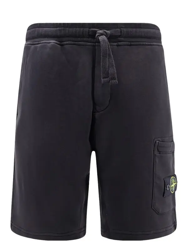 Stone Island Compass Patch Drawstring Shorts - Black