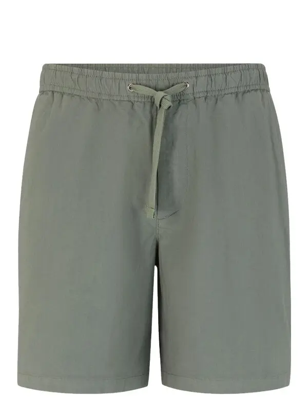 Hugo Boss Logo Patch Cotton Drawstring Shorts - Gray