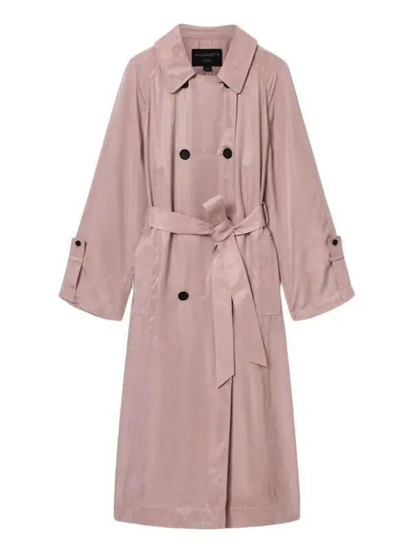 ALLSAINTS Lizzie Double Breasted Trench Coat - Dark Pink