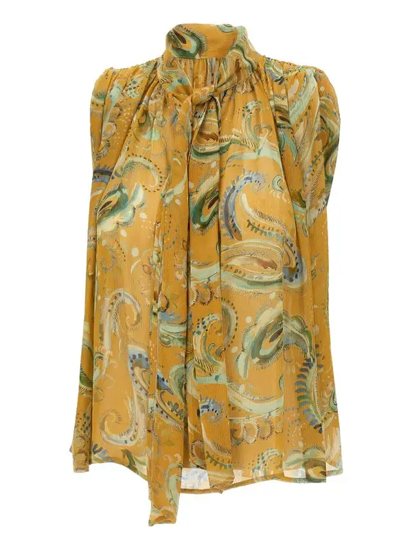 Marella Paisley Scarf-neck Sleeveless Blouse - Green
