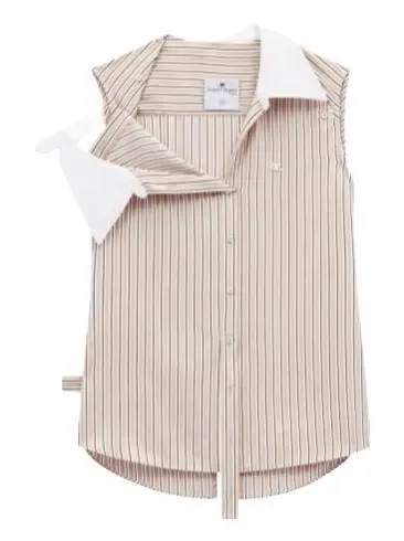 COURREGES Striped Sleeveless Shirt - Nude
