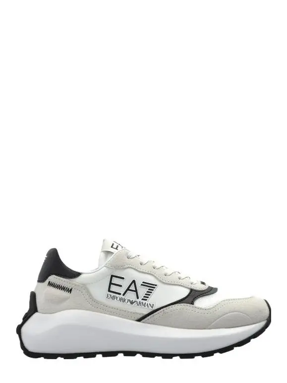 EA7 Logo Patch Lace-up Sneakers - Gray