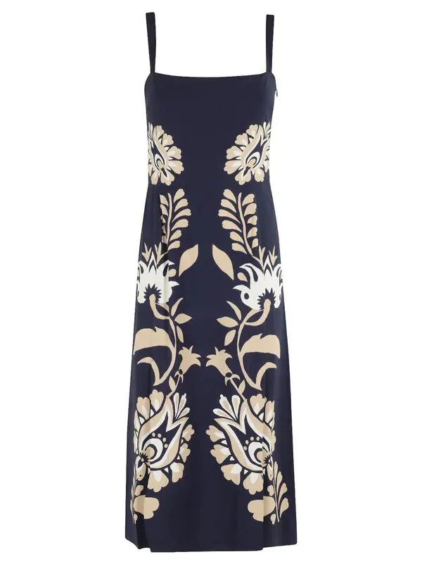 La DoubleJ Floral Pattern Midi Dress - Black